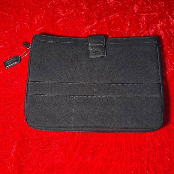 Coach | Bags | Coach Computer Sleeve Black Nylon Leather | Poshmark